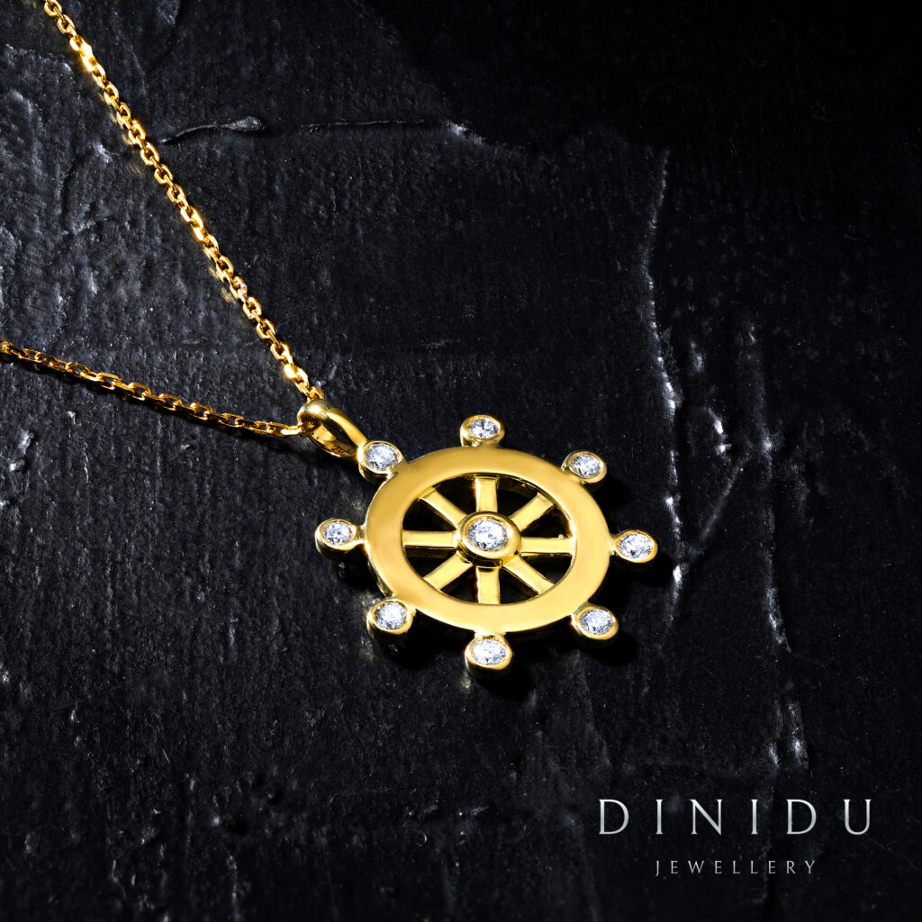 Diamonds & Yellow Gold Dharmachakra Pendant - DINIDU