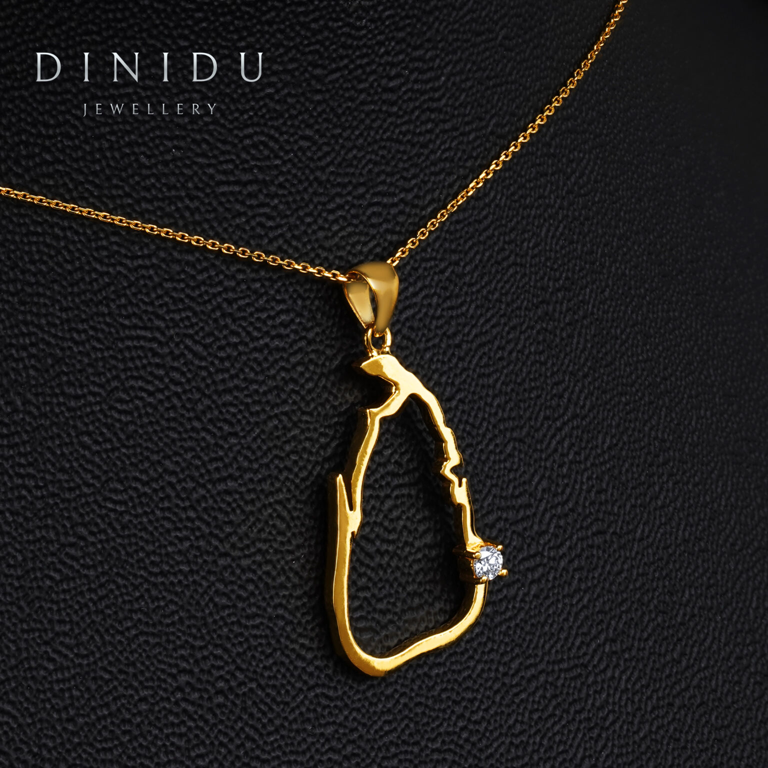 Diamonds Yellow Gold Lanka Pendant - Dinidu