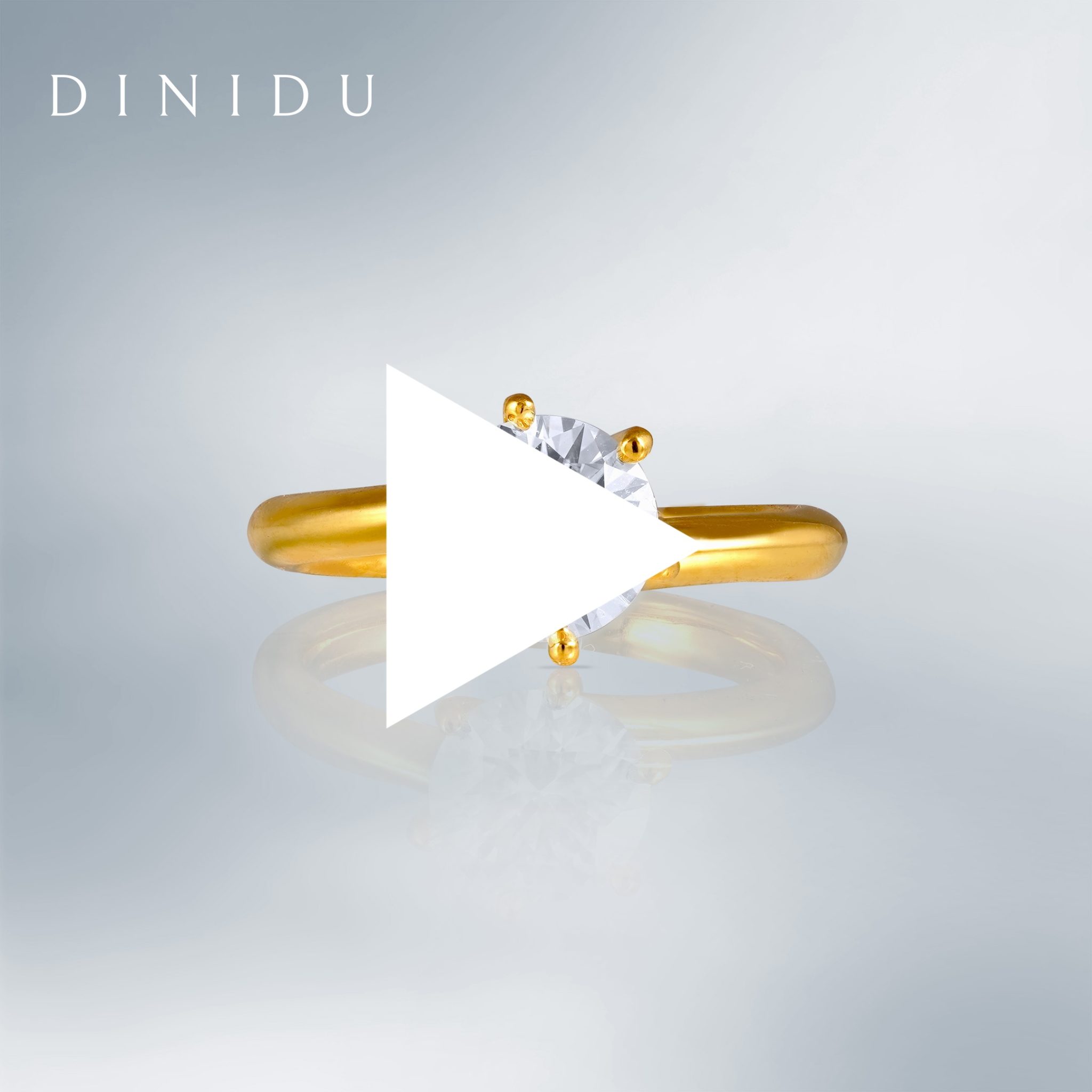 Moissanite and Yellow Gold Solitaire Ring - DINIDU