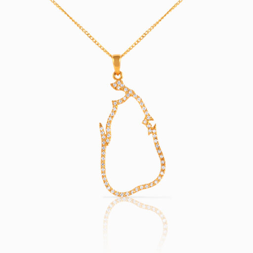 Diamonds Border Yellow Gold Lanka Pendant - DINIDU