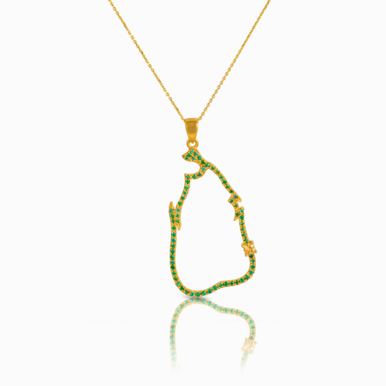 Diamonds Border Yellow Gold Lanka Pendant - Dinidu