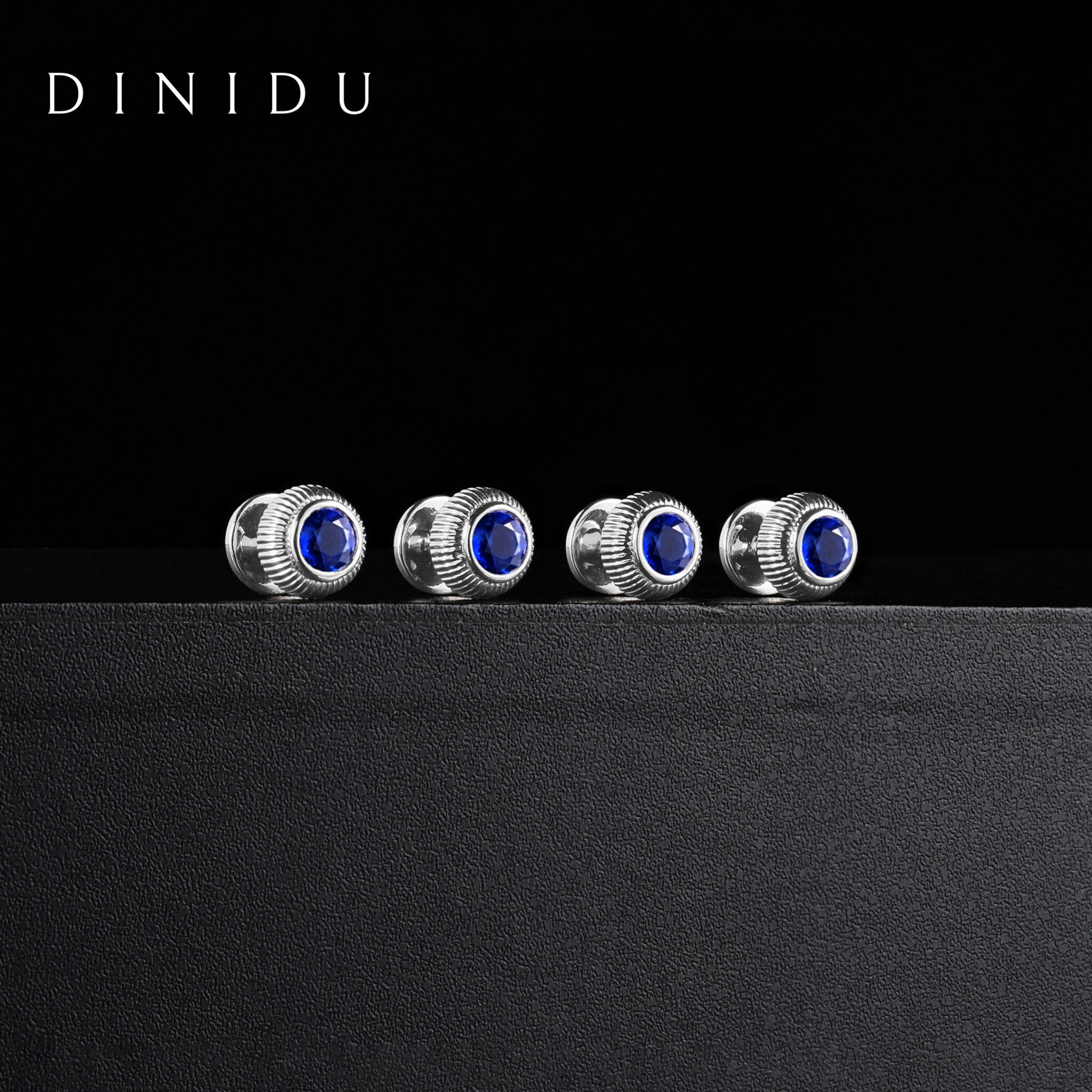 Midnight Blue Sapphire Shirt Button - DINIDU