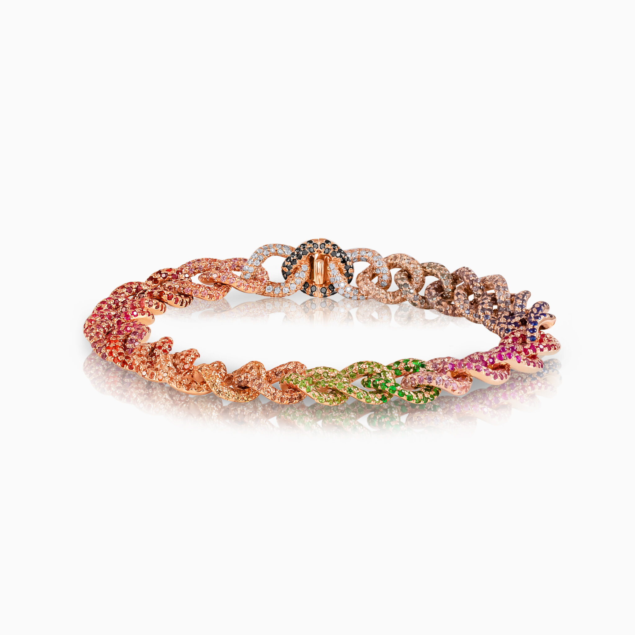 Fantasia Multicolour Gemstones and Rose Gold Bracelet - DINIDU
