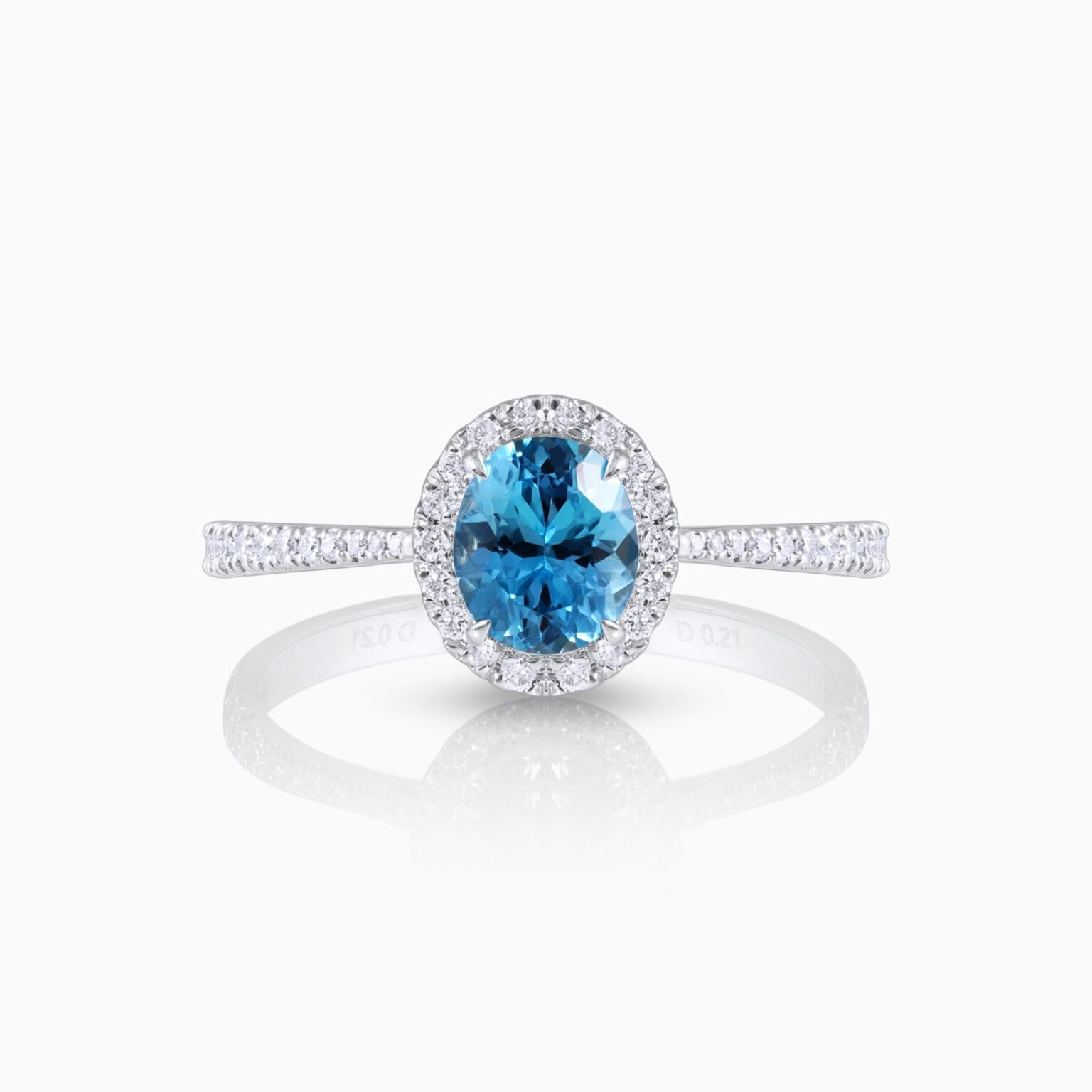 Royale Timeless Blue Sapphire and Diamond Halo Platinum Ring - DINIDU