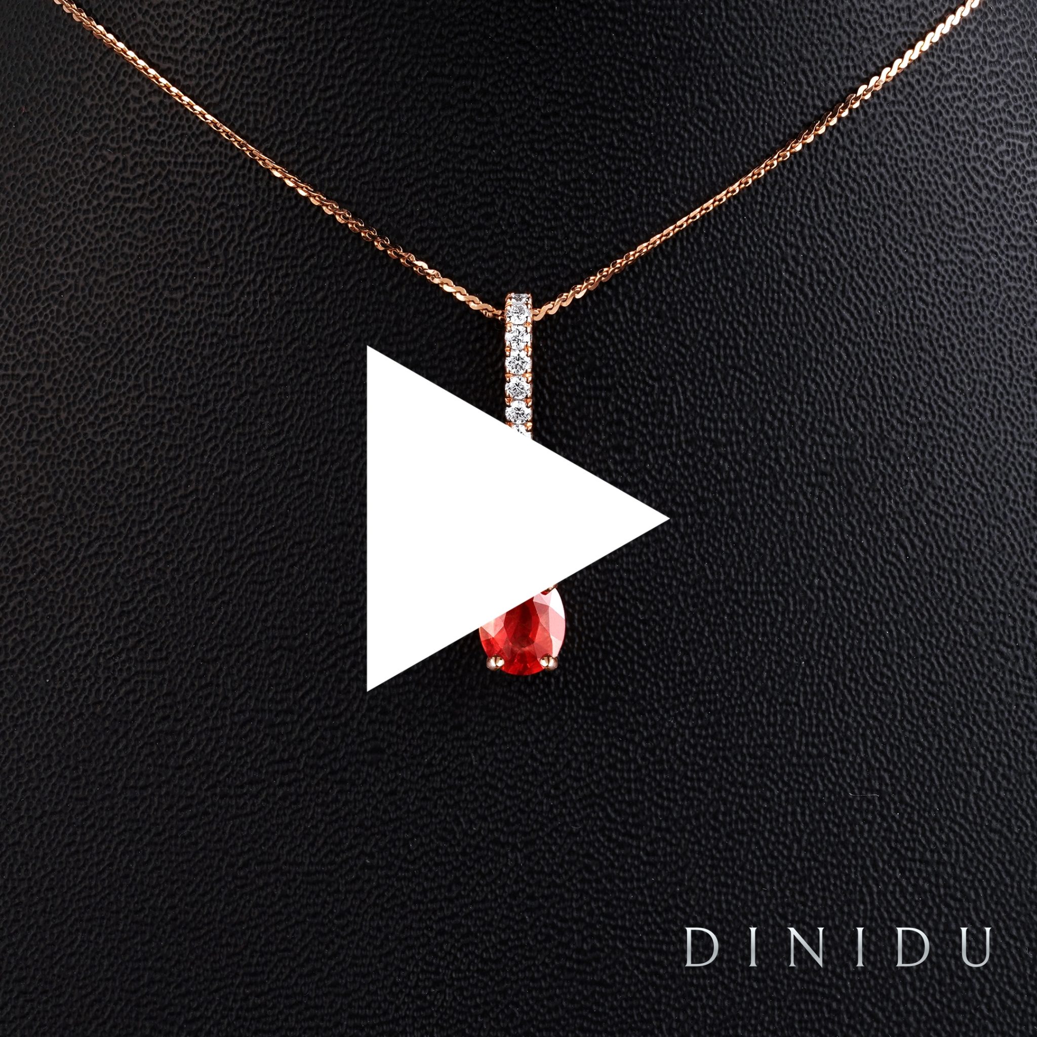 Sunblush Padparadscha and Diamonds Rose Gold Pendant with Chain - DINIDU
